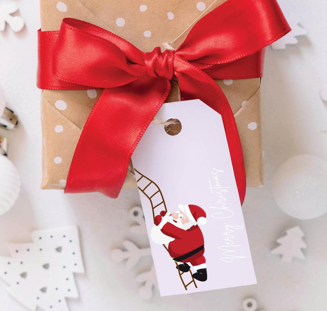 Merry Christmas Gift Tag Printable, Holiday Party Favor Tag, Instant ...