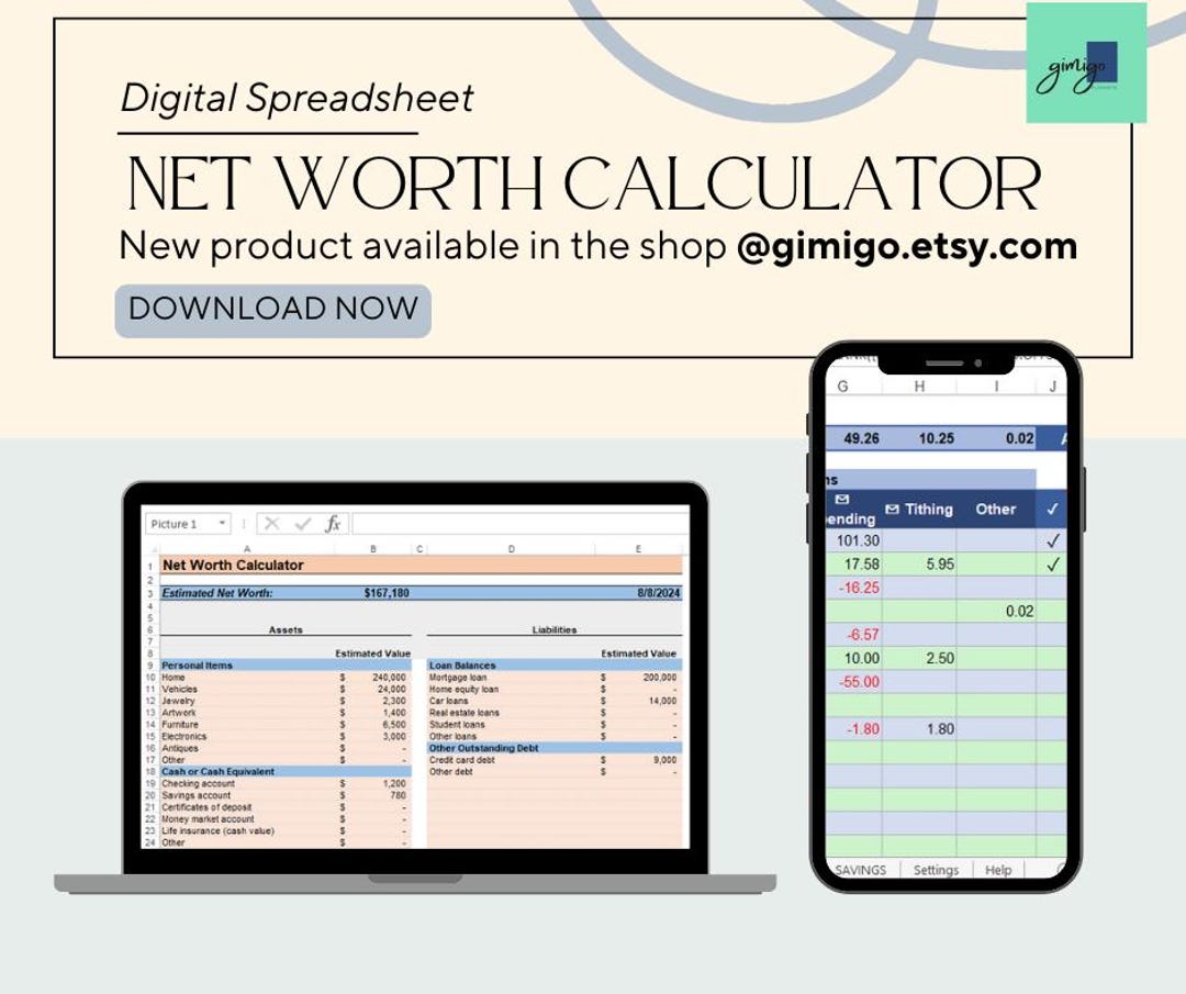 Personal Net Worth Tracker | Excel & Google Sheets Template | Annual ...
