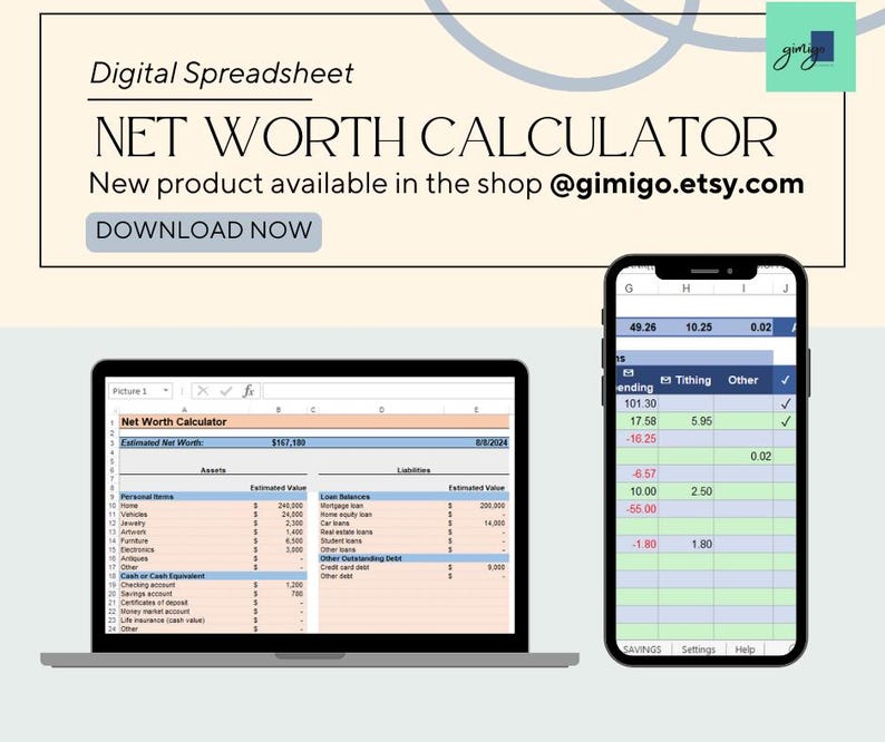 Personal Net Worth Tracker | Excel & Google Sheets Template | Annual ...