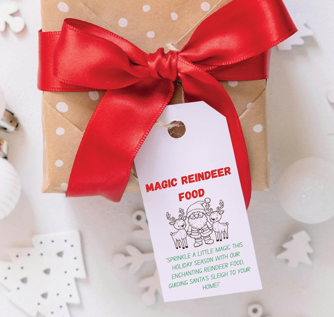 Magic Reindeer Food Label Tags Printable, Reindeer Food Label, Reindeer ...