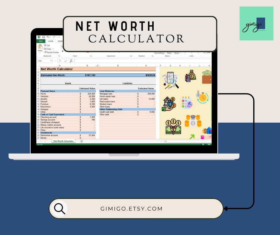 Personal Net Worth Tracker | Excel & Google Sheets Template | Annual ...