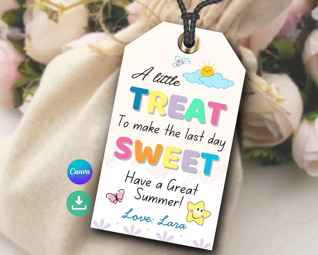 Editable Sweet Last Day of School Tag Sweet, End of School Year Cookie ...