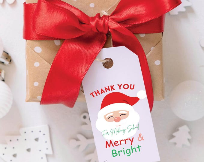 Christmas Thank You Gift Tag Printable for Teachers School Staff ...