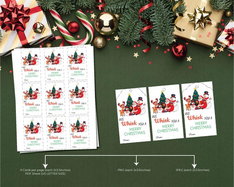 We Whisk You A Merry Christmas Tag, Christmas Favor Tags, Christmas ...