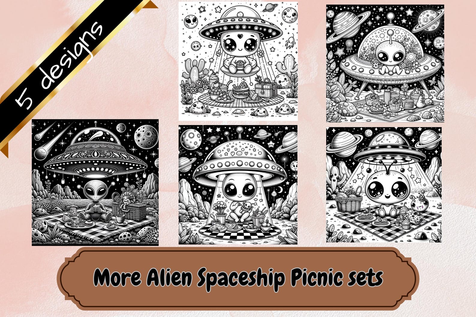 Charming Coloring Book Spaceship Picnic: A Cute Coloring Book Adventure ...