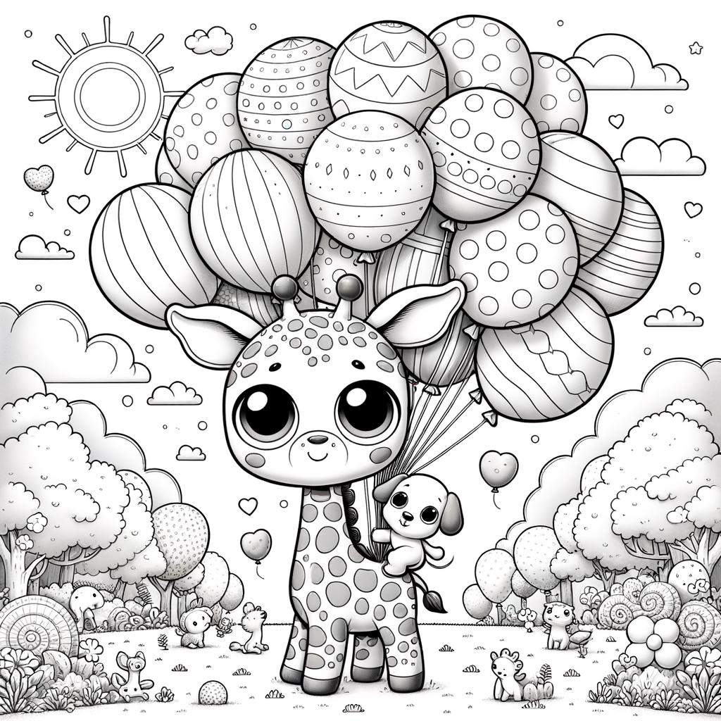 Charming Coloring Book of of a Cute Giraffe at an Enchanting Safari ...