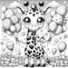 Charming Coloring Book of of a Cute Giraffe at an Enchanting Safari ...