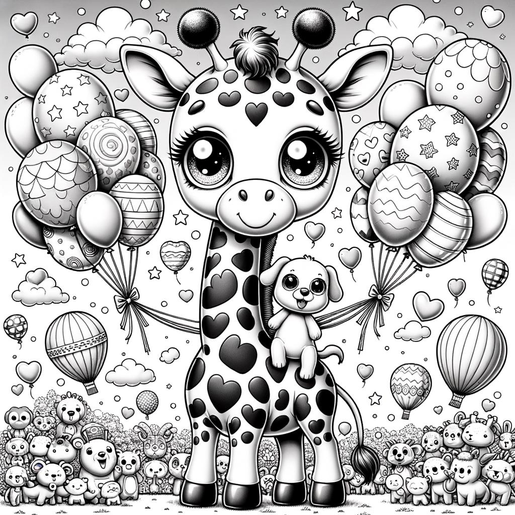 Charming Coloring Book of of a Cute Giraffe at an Enchanting Safari ...