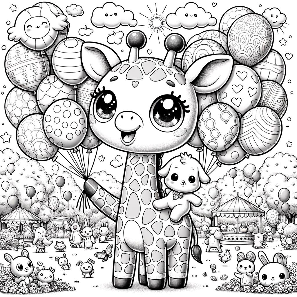 Charming Coloring Book of of a Cute Giraffe at an Enchanting Safari ...