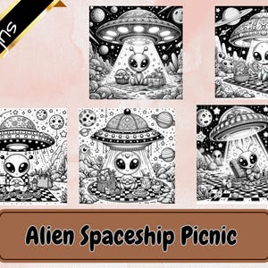 Charming Coloring Book Spaceship Picnic: A Cute Coloring Book Adventure ...