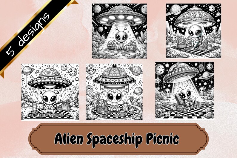 Charming Coloring Book Spaceship Picnic: A Cute Coloring Book Adventure ...