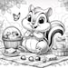 Charming Coloring Book of Cheerful Squirrel Enjoying a Feast Amidst ...