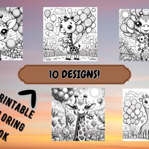 Charming Coloring Book of of a Cute Giraffe at an Enchanting Safari ...