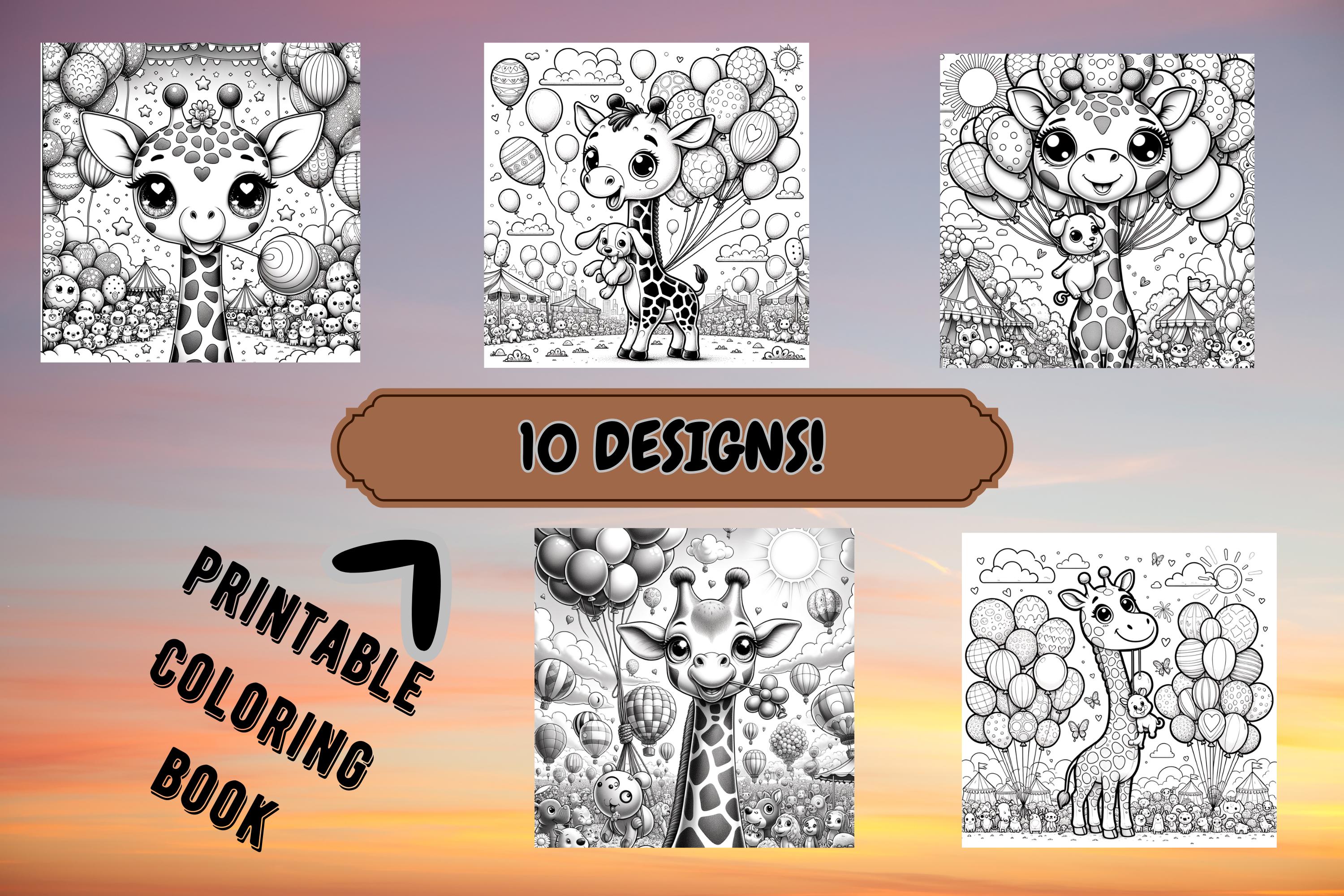 Charming Coloring Book of of a Cute Giraffe at an Enchanting Safari ...