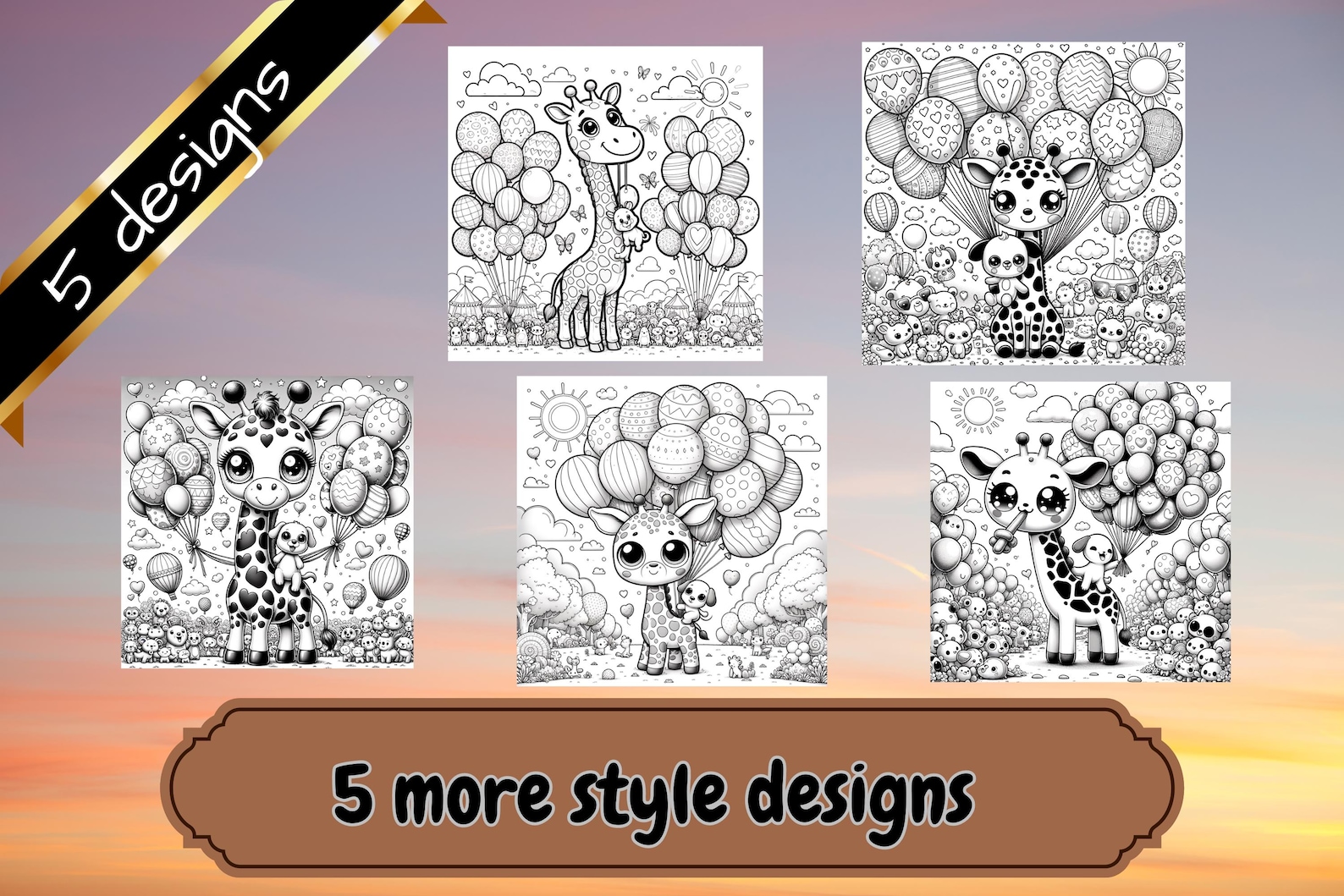 Charming Coloring Book of of a Cute Giraffe at an Enchanting Safari ...