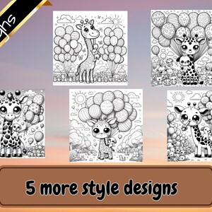 Charming Coloring Book of of a Cute Giraffe at an Enchanting Safari ...