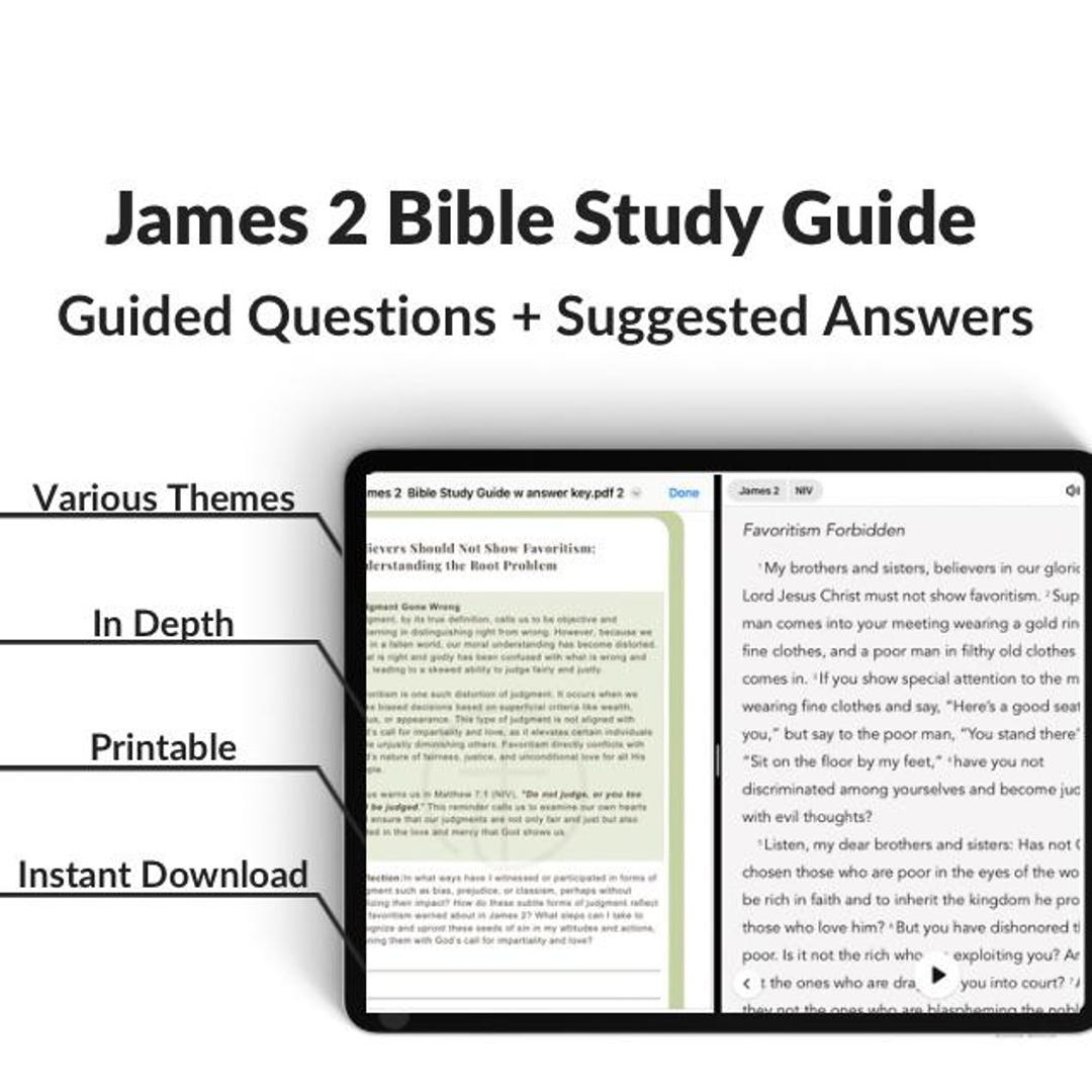 James 2 Bible Study Guide With Guided Bible Study Questions Printable Bible Study Guide Easy to ...