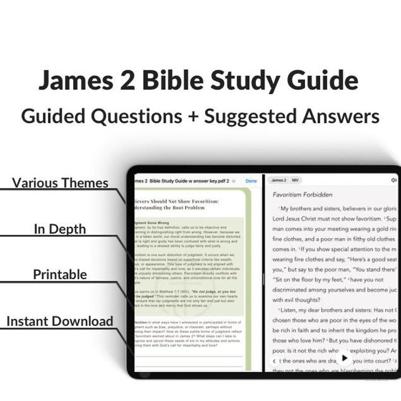 James 2 Bible Study Guide With Guided Bible Study Questions Printable ...