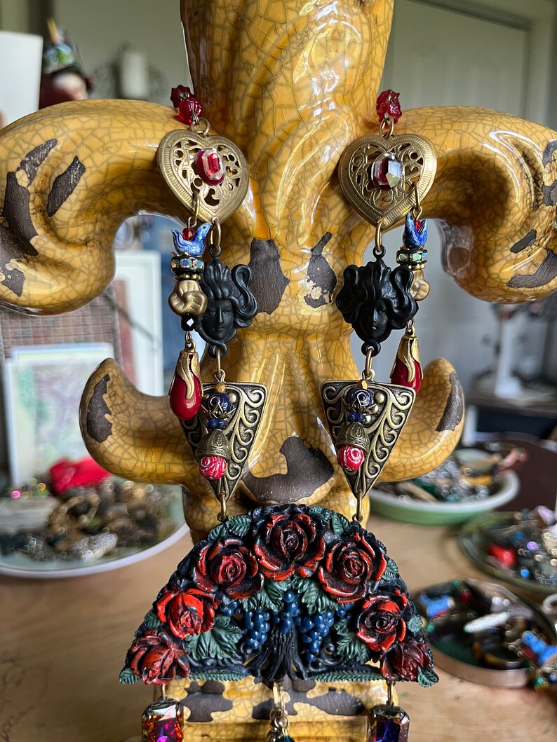 Vintage Art Nouveau Sylvia Massey Face Tree of Life Bib Necklace, Heart ...