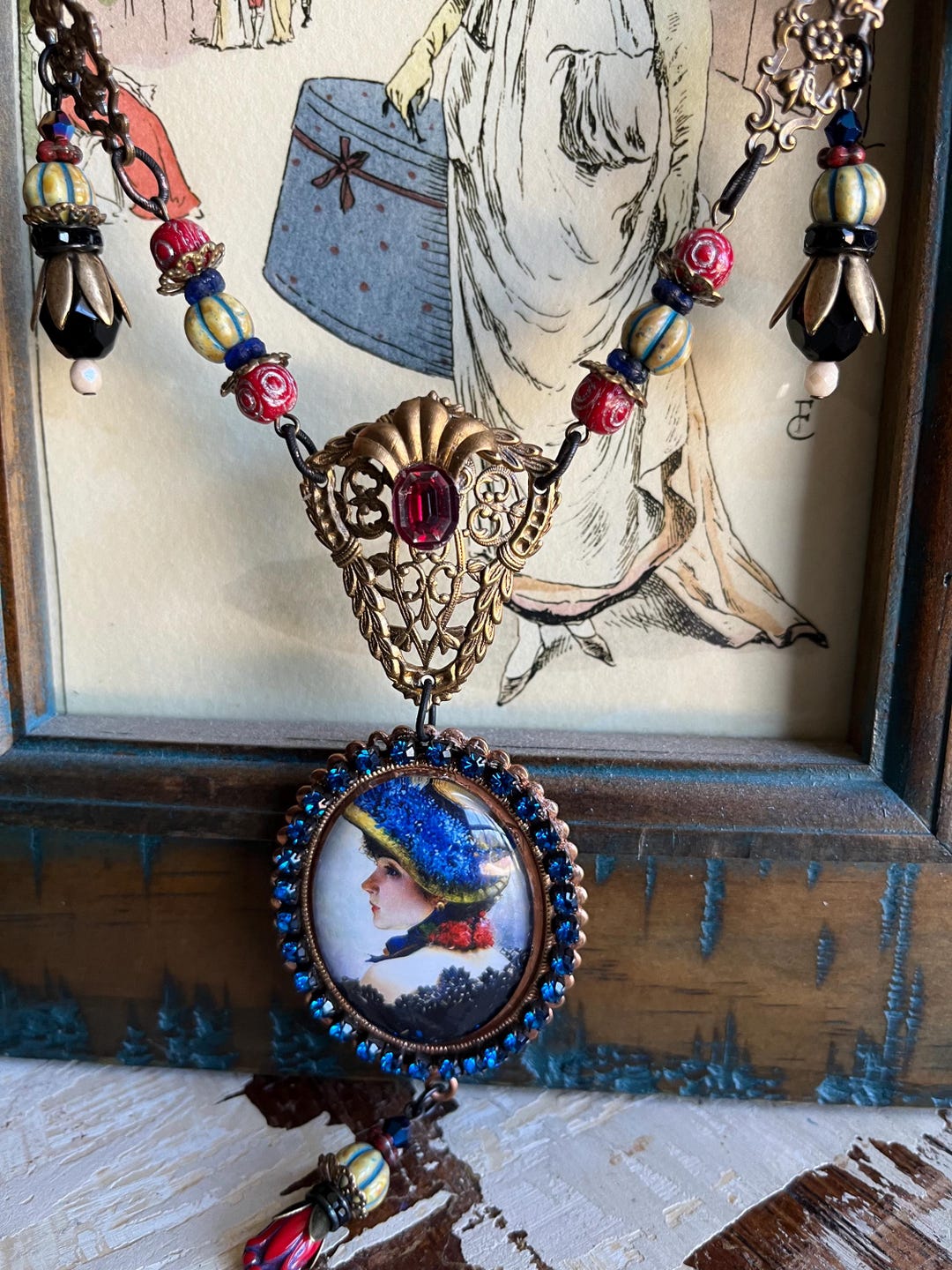 Fancy Lady in Hat Cameo Necklace: Vintage Fashion, Vintage Beads and ...