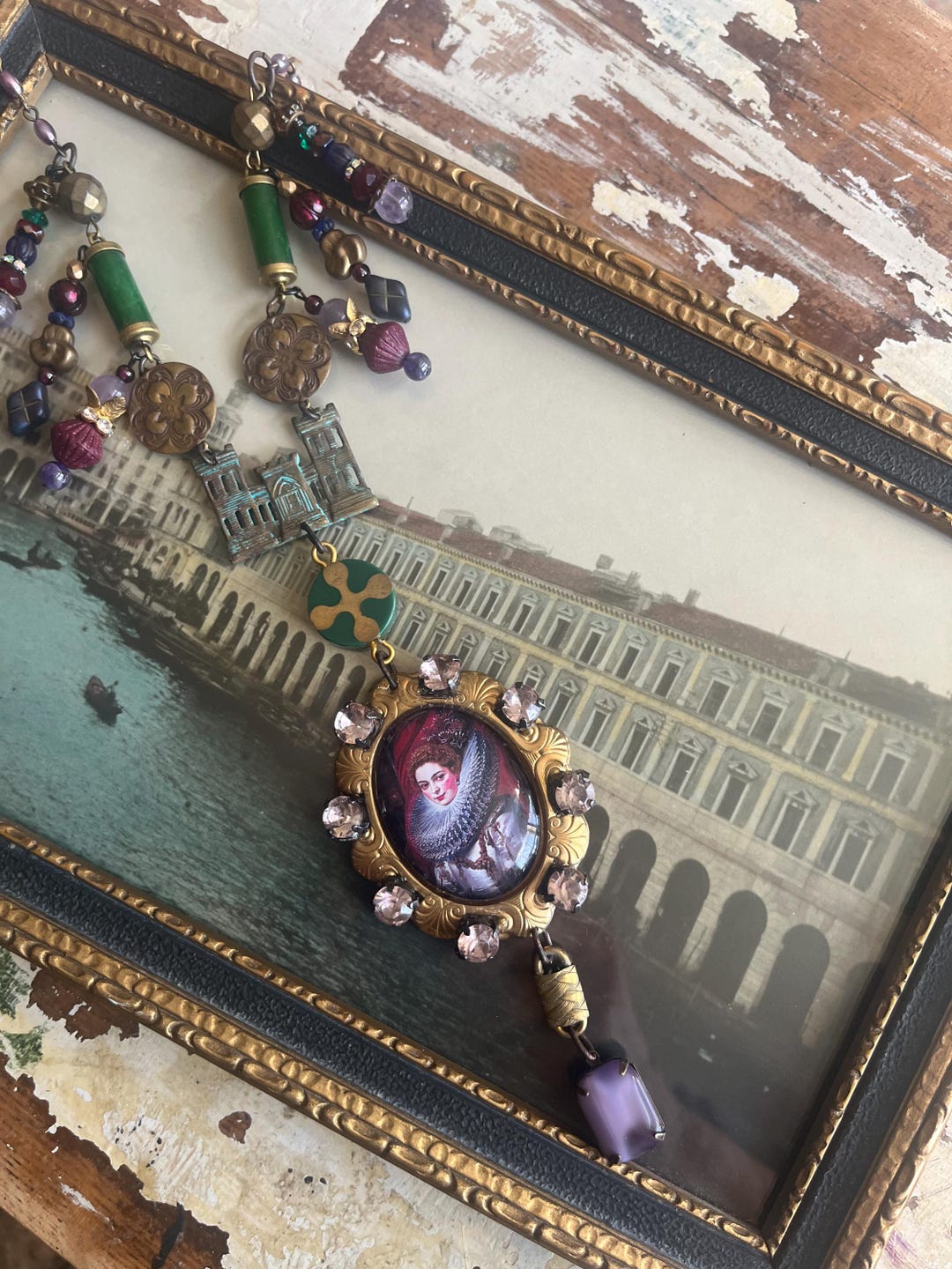 Queen of the Castle Cameo Necklace, Ornate, Camelot, Medieval, Lavender ...