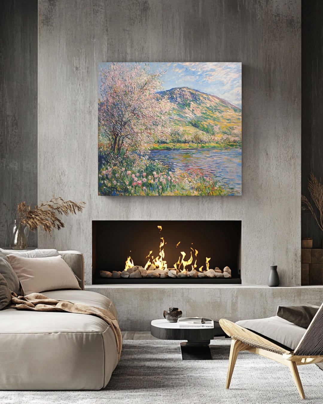 Monet Rouen Mountain Spring Canvas Art: Impressionist Landscape Print ...