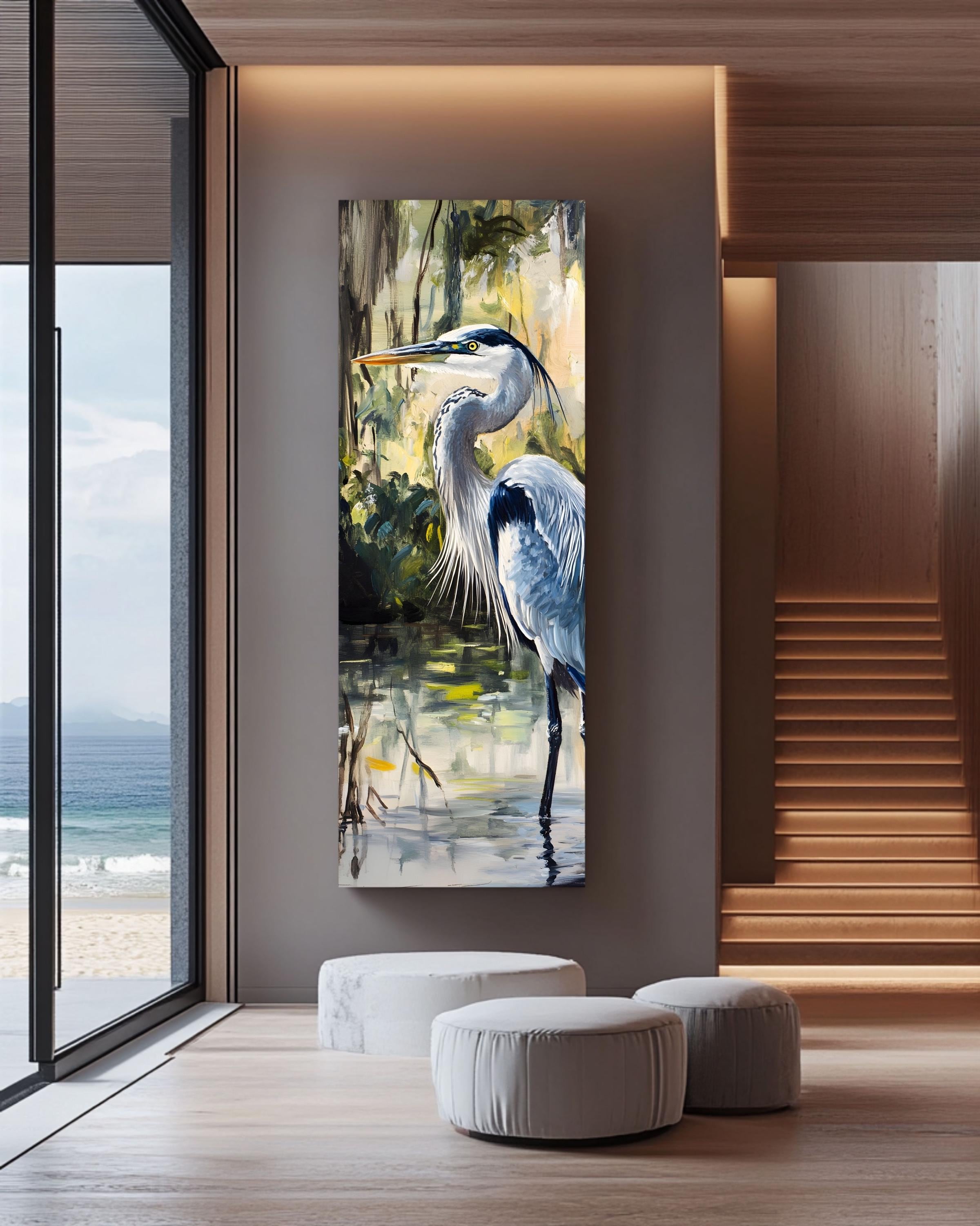 Watercolor Egret Canvas Print: Tall Narrow Bird Wall Art - Etsy