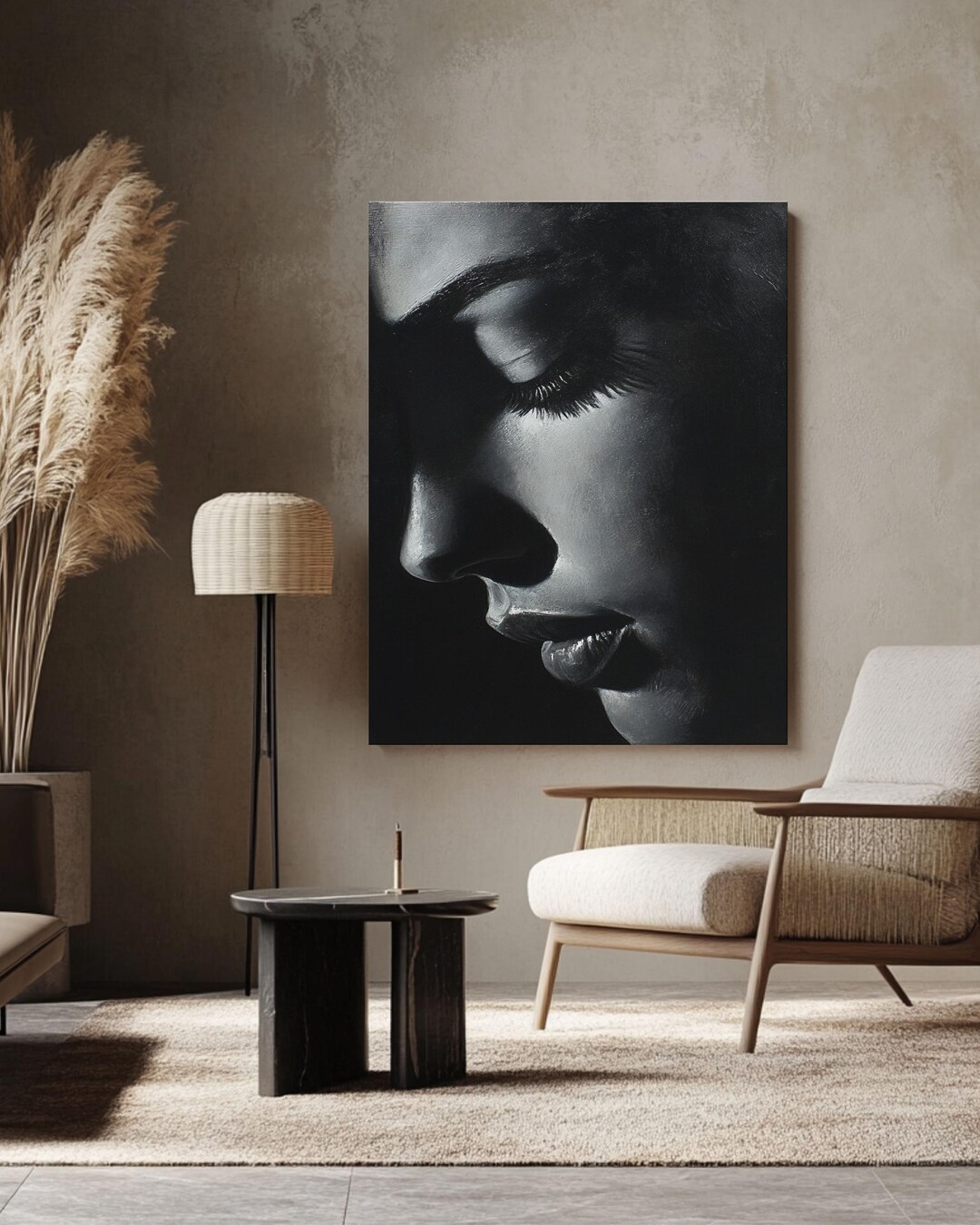 Chiaroscuro Face Canvas Art: Black and White Portrait Wall Decor - Etsy