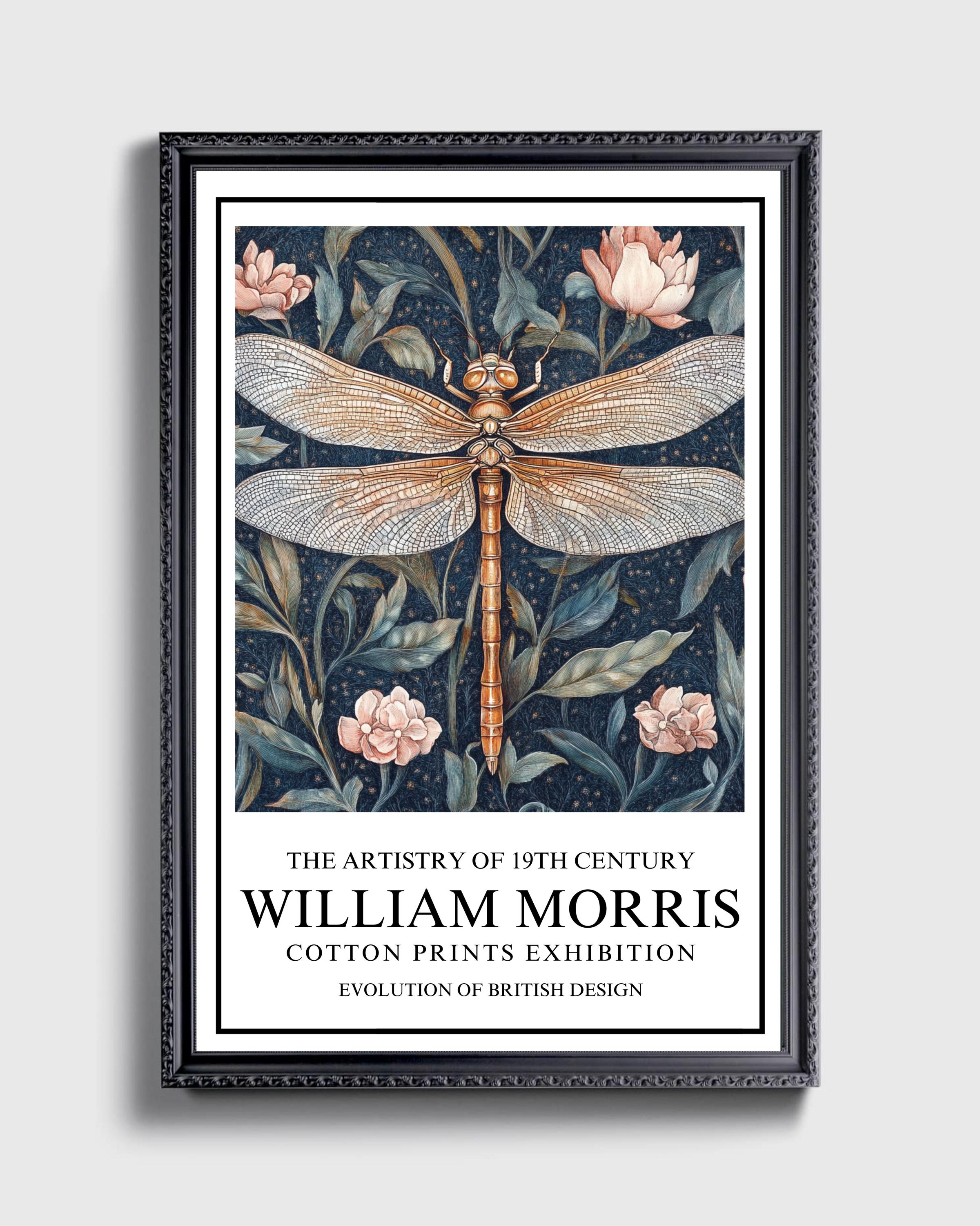 Dragonfly William Morris Art Print: Vintage Botanical Insect Poster - Etsy