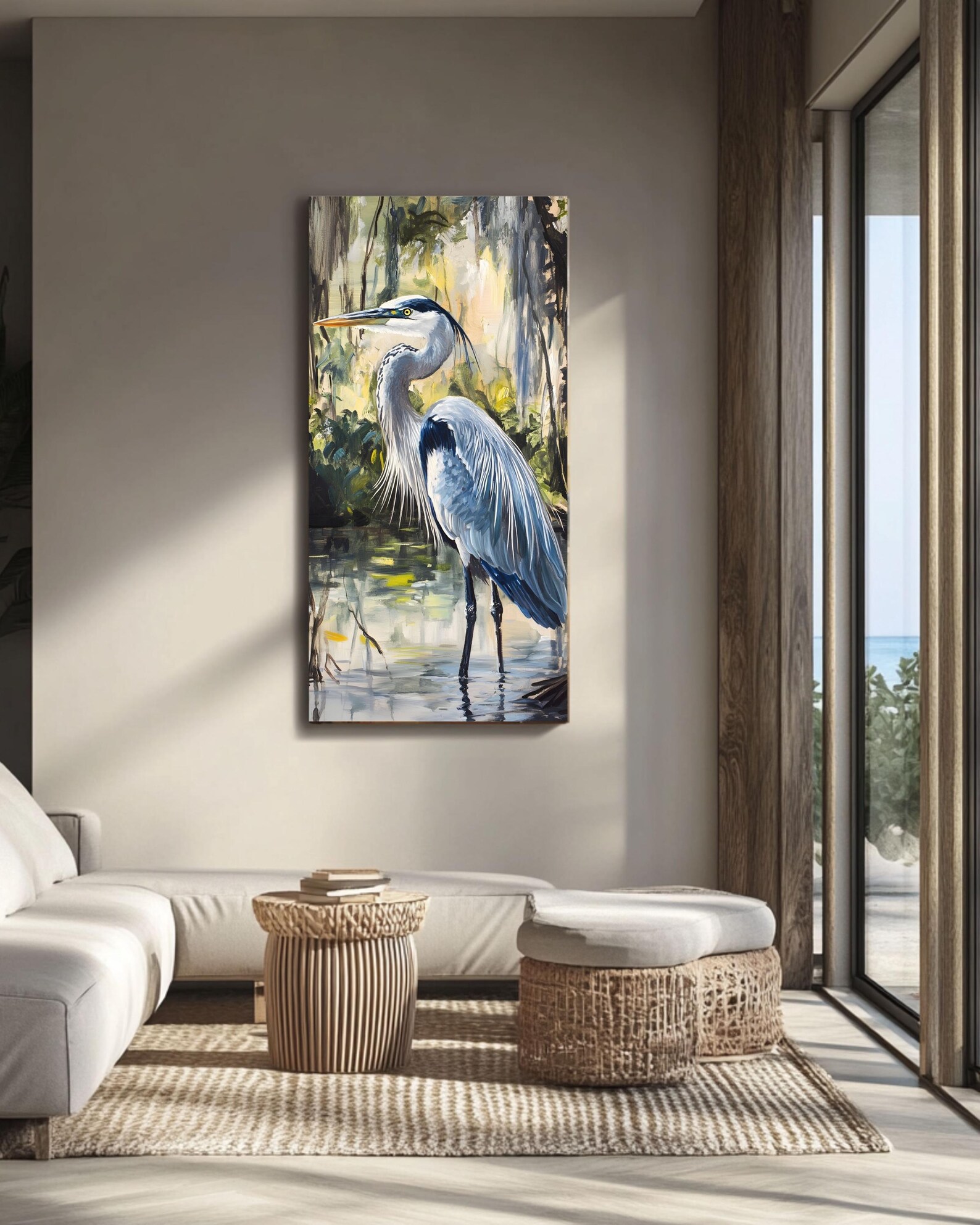 Watercolor Egret Canvas Print: Tall Narrow Bird Wall Art - Etsy
