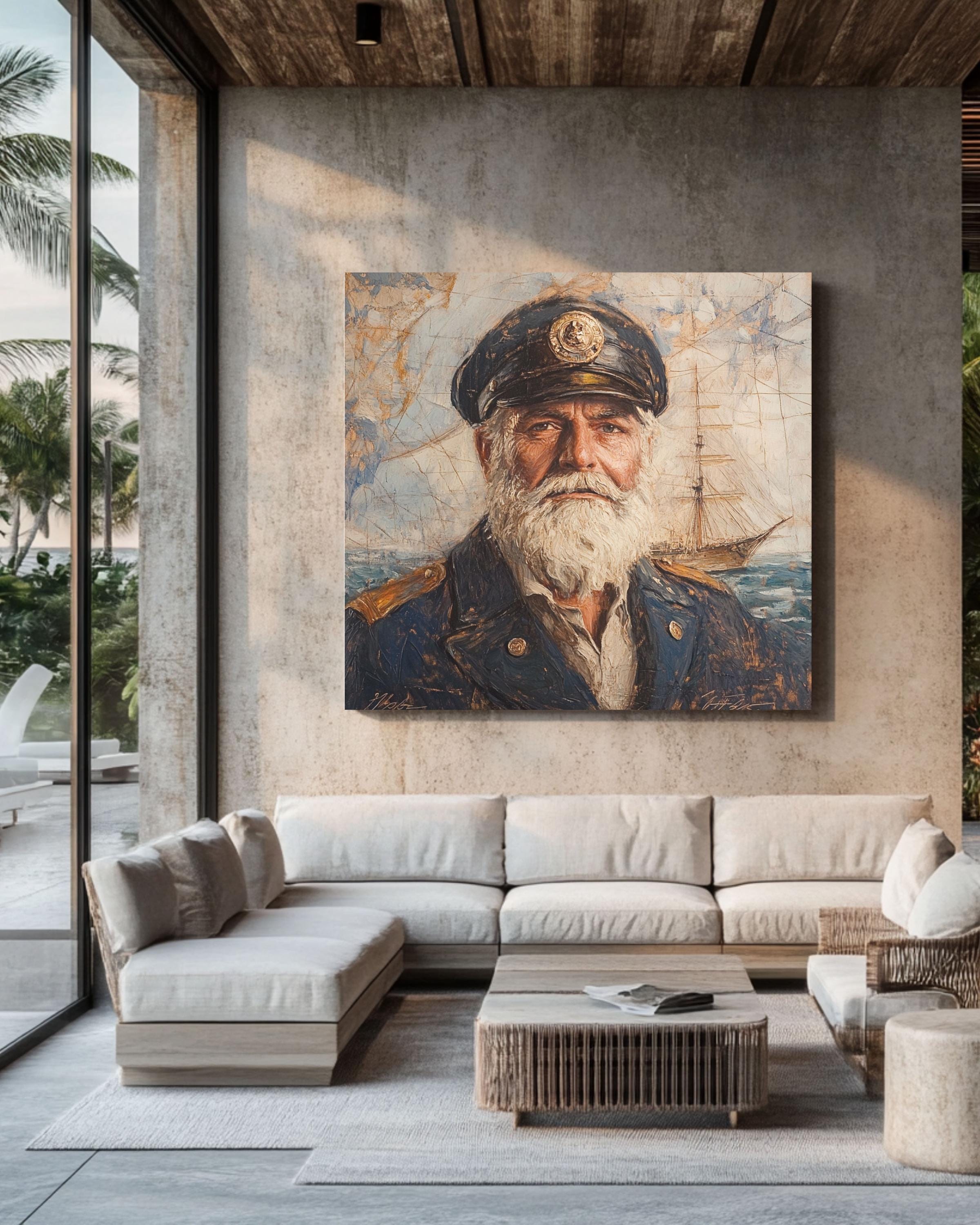 Vintage Sea Captain Portrait: Nautical Canvas Wall Art - Etsy