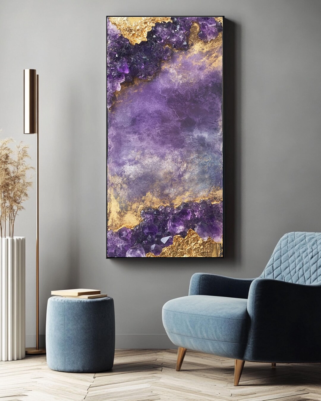 Amethyst Healing Crystal Stone Purple Geode Canvas Wall Art Home Decor ...