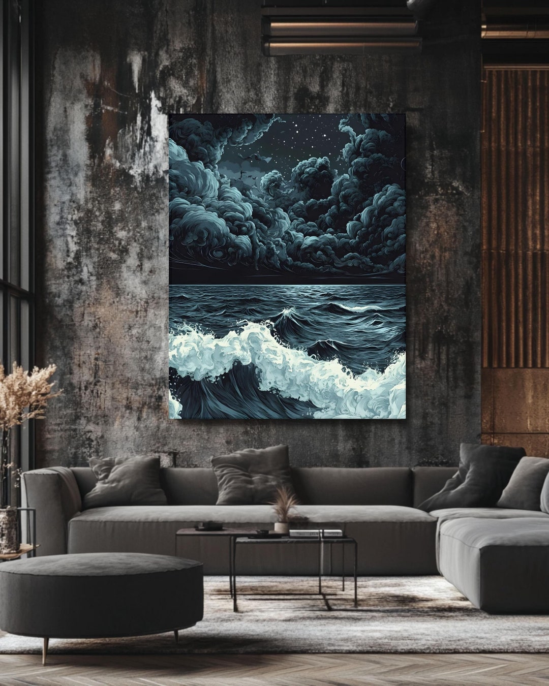 Framed Dark Stormy Sea Canvas Art, Spooky Maritime, Haunted Ocean ...