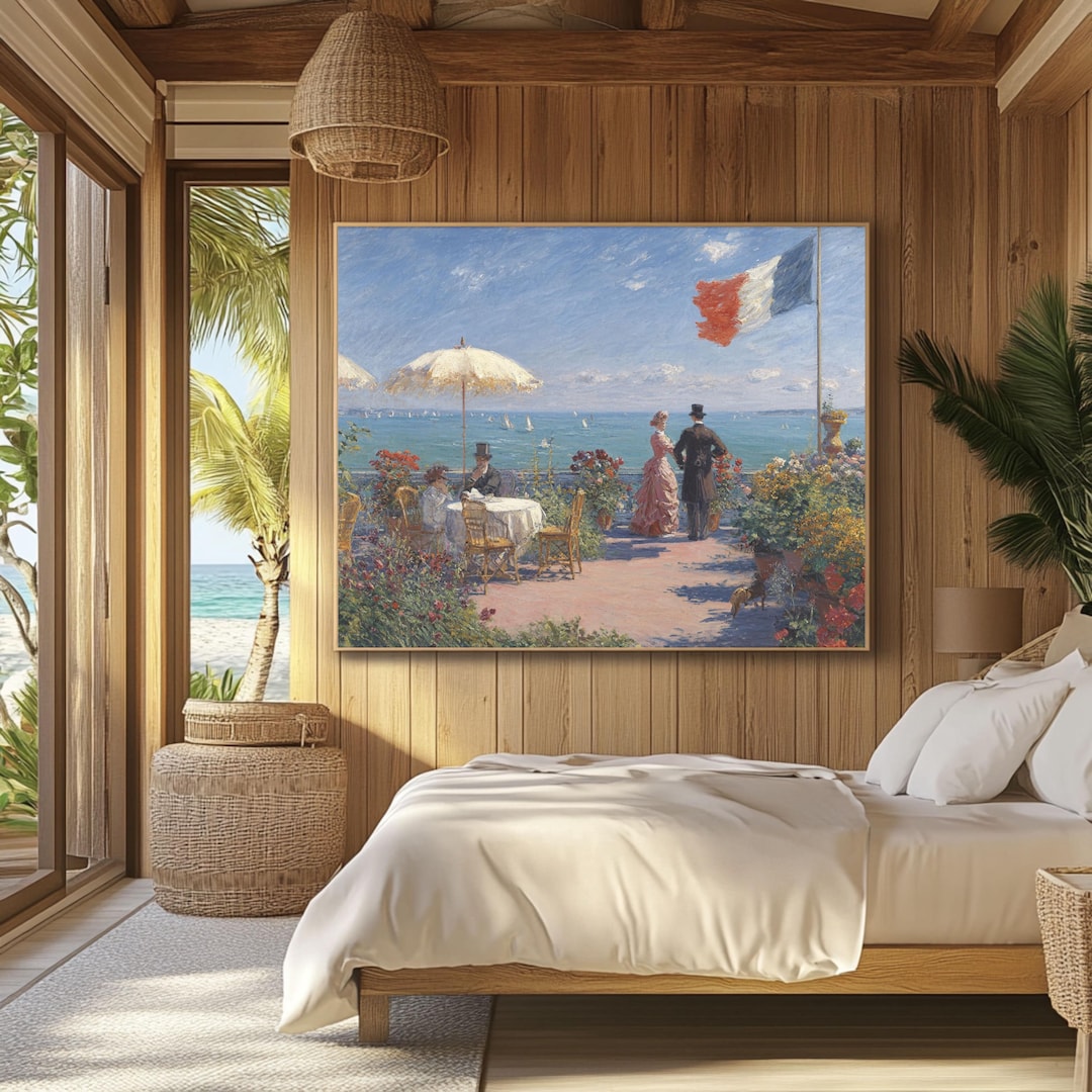 Monet Seaside Canvas Art: French Flag Impressionist Coastal Decor ...