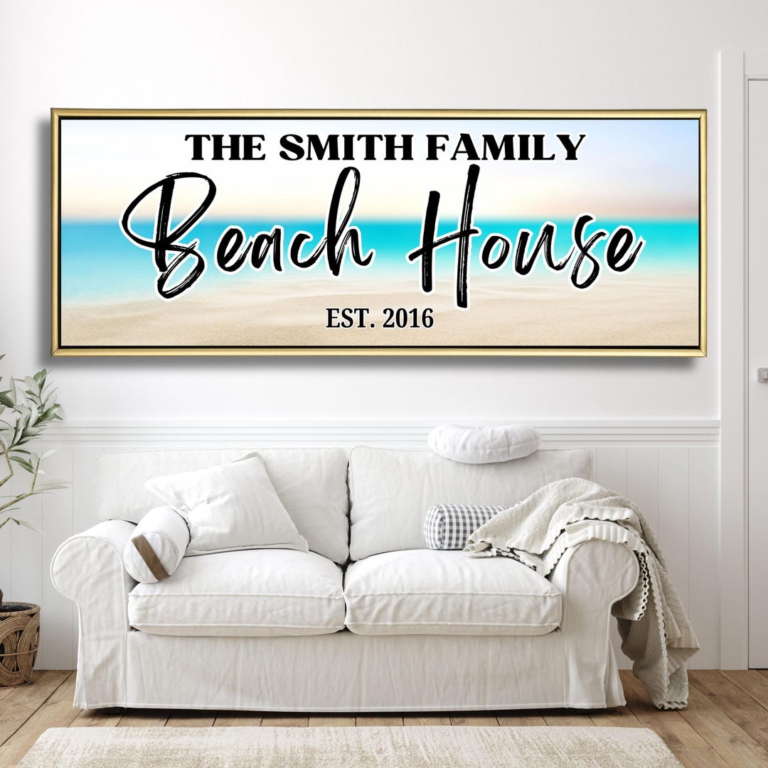 Custom Beach House Sign, Personalized Coastal Wall Art, Ocean Decor - Etsy
