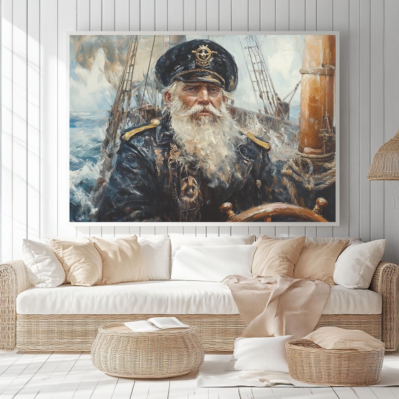 Oversized Nautical Ship Captain Canvas Art: Vintage Maritime Decor - Etsy