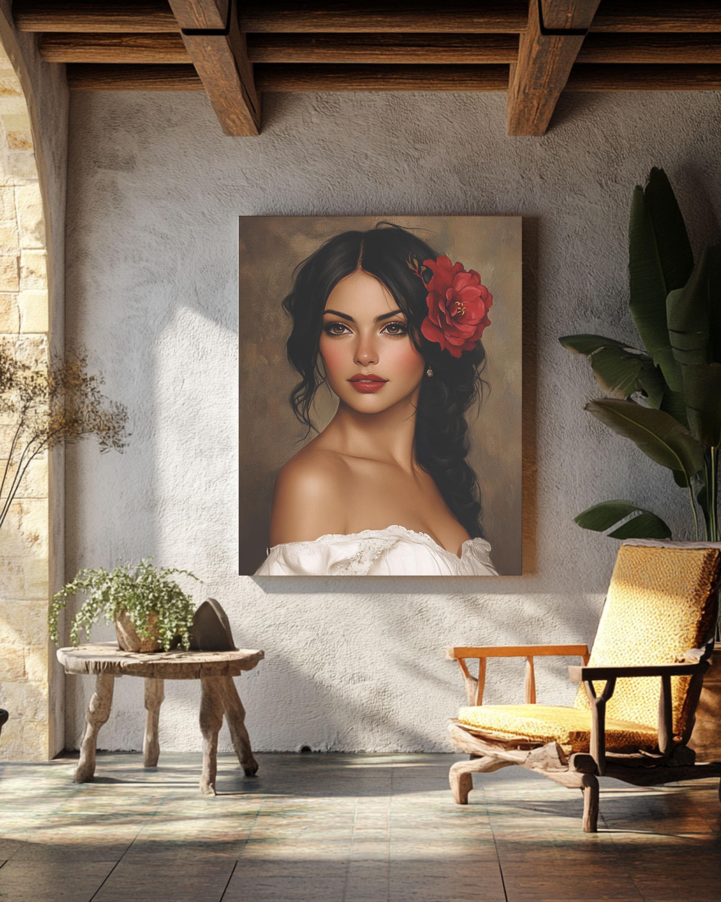 Frank Frazetta Style Mexican Woman Canvas Art: Bold Fantasy Portrait - Etsy