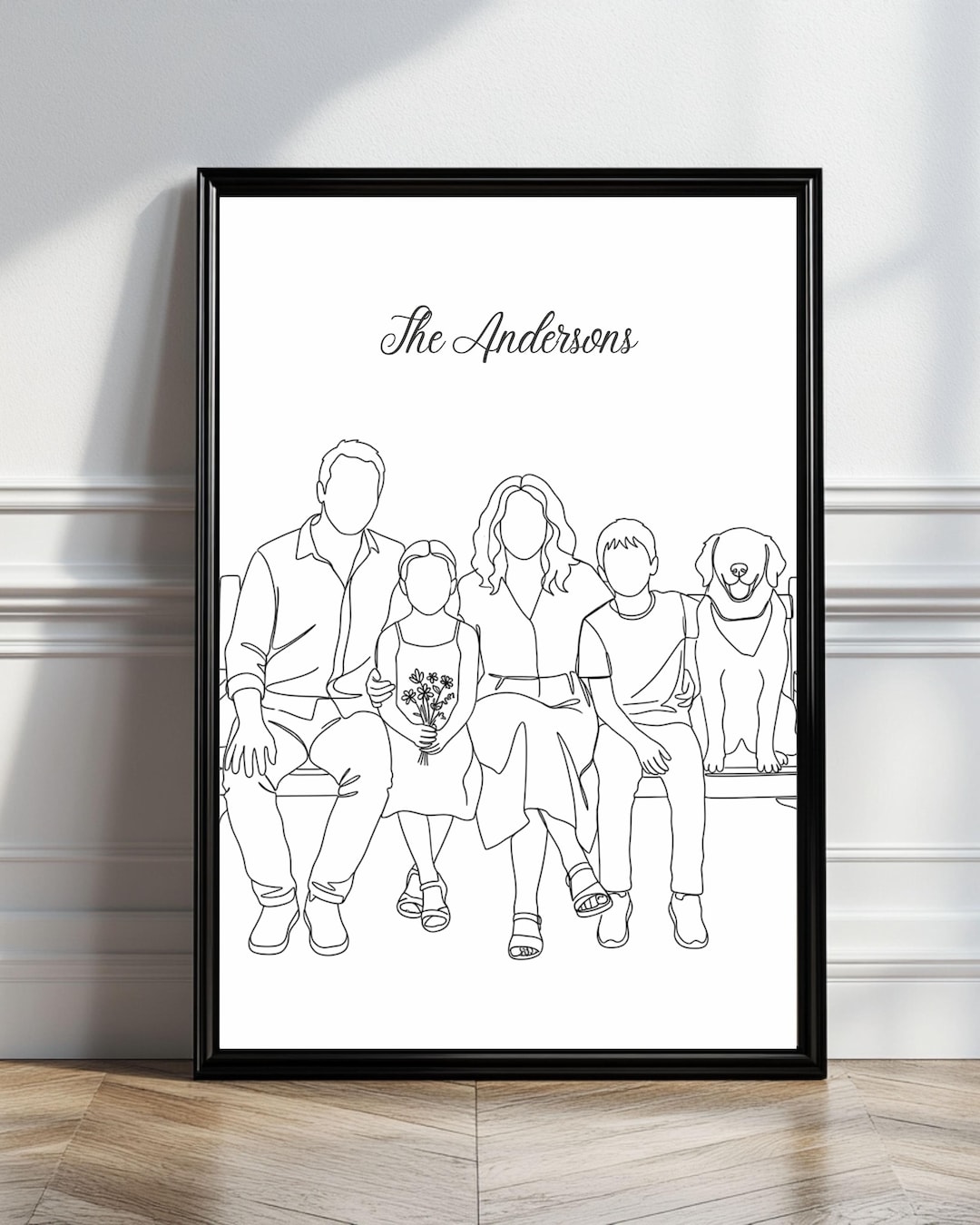 Custom Family Line Art Portrait, Personalized Minimalist Canvas, Hand ...