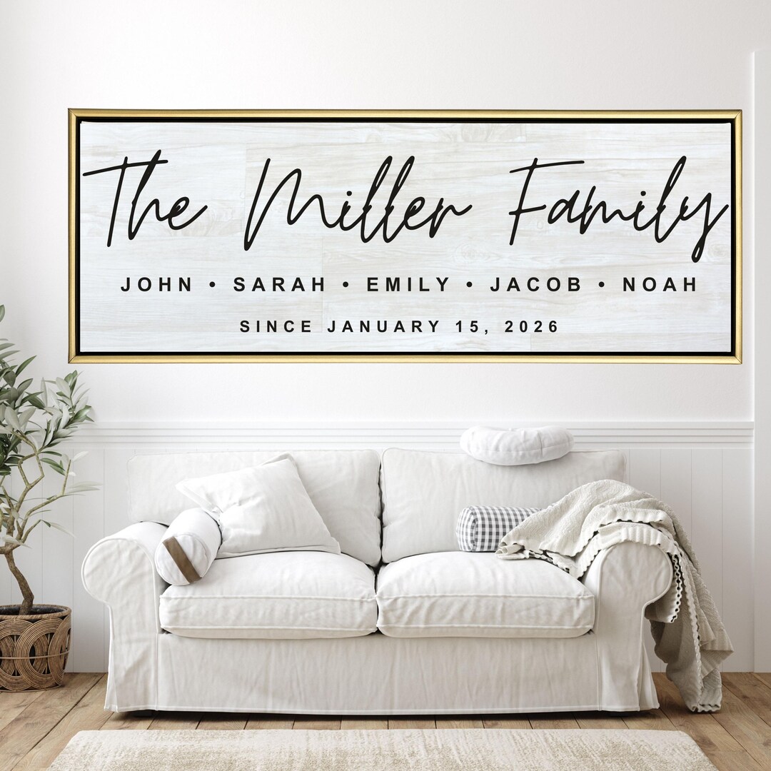 Custom Family Name Sign, Personalized Names Canvas, Wall Art - Etsy