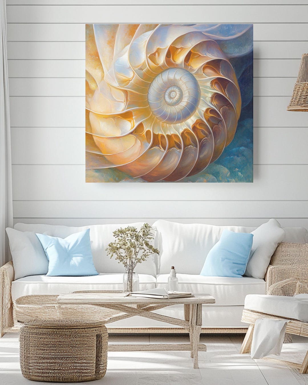 Nautilus Shell Canvas Wall Art: Coastal Beach House Decor - Etsy