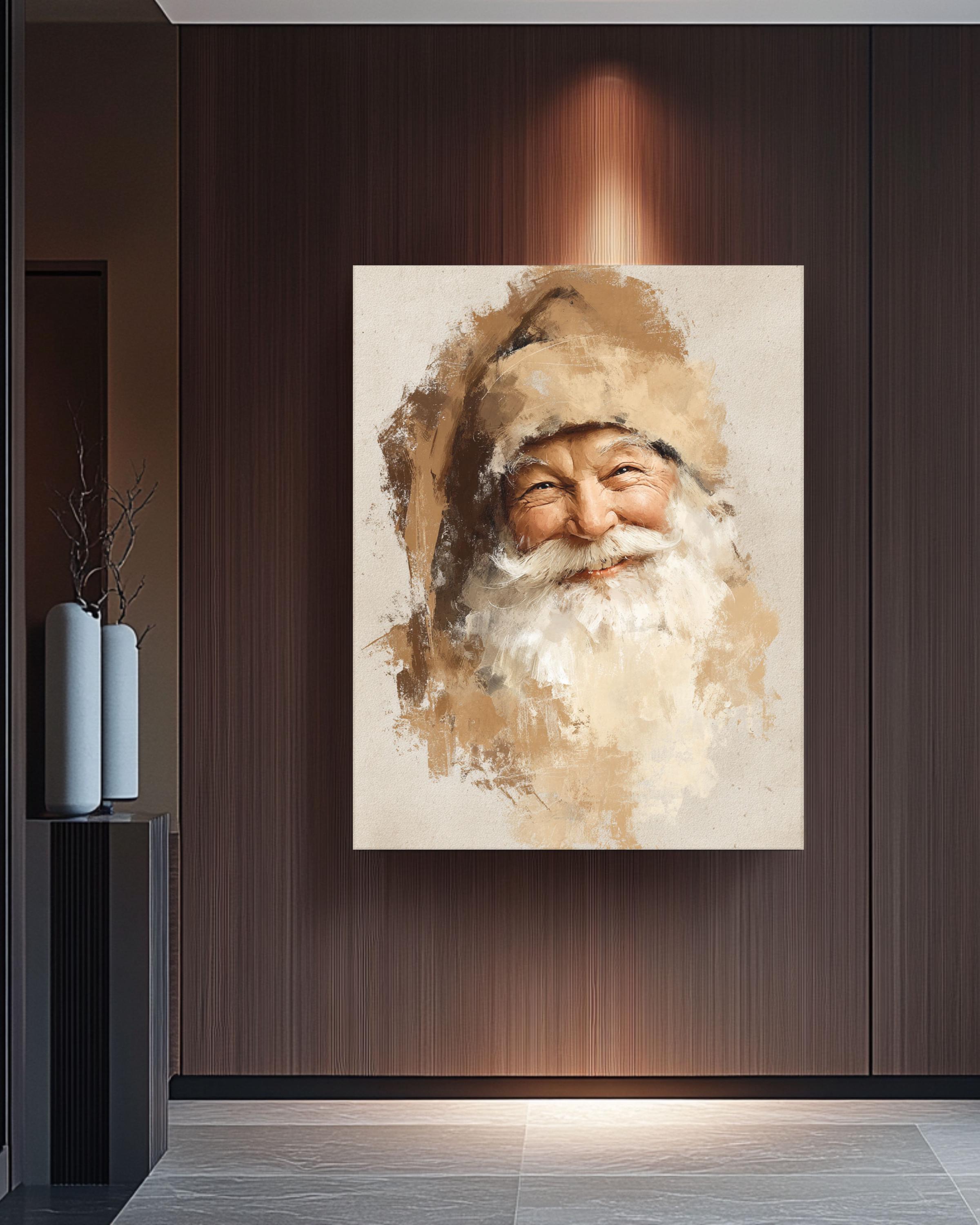 Vintage Santa Claus Canvas Art: Rustic Christmas Portrait - Etsy