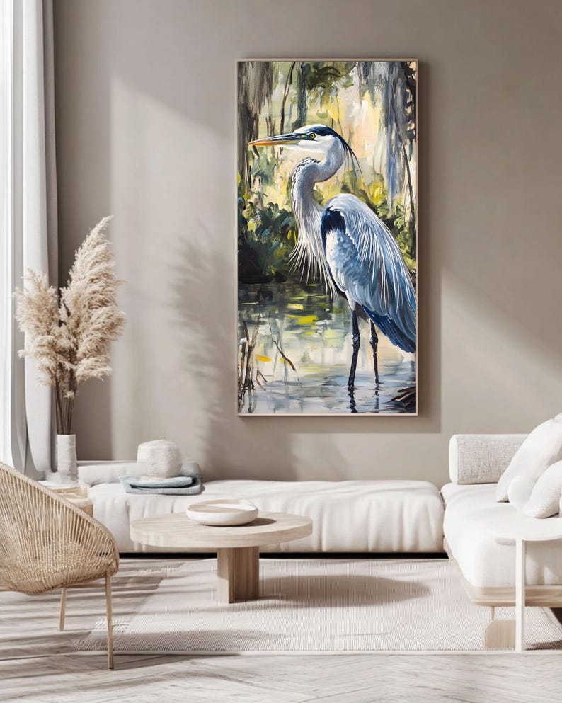 Watercolor Egret Canvas Print: Tall Narrow Bird Wall Art - Etsy