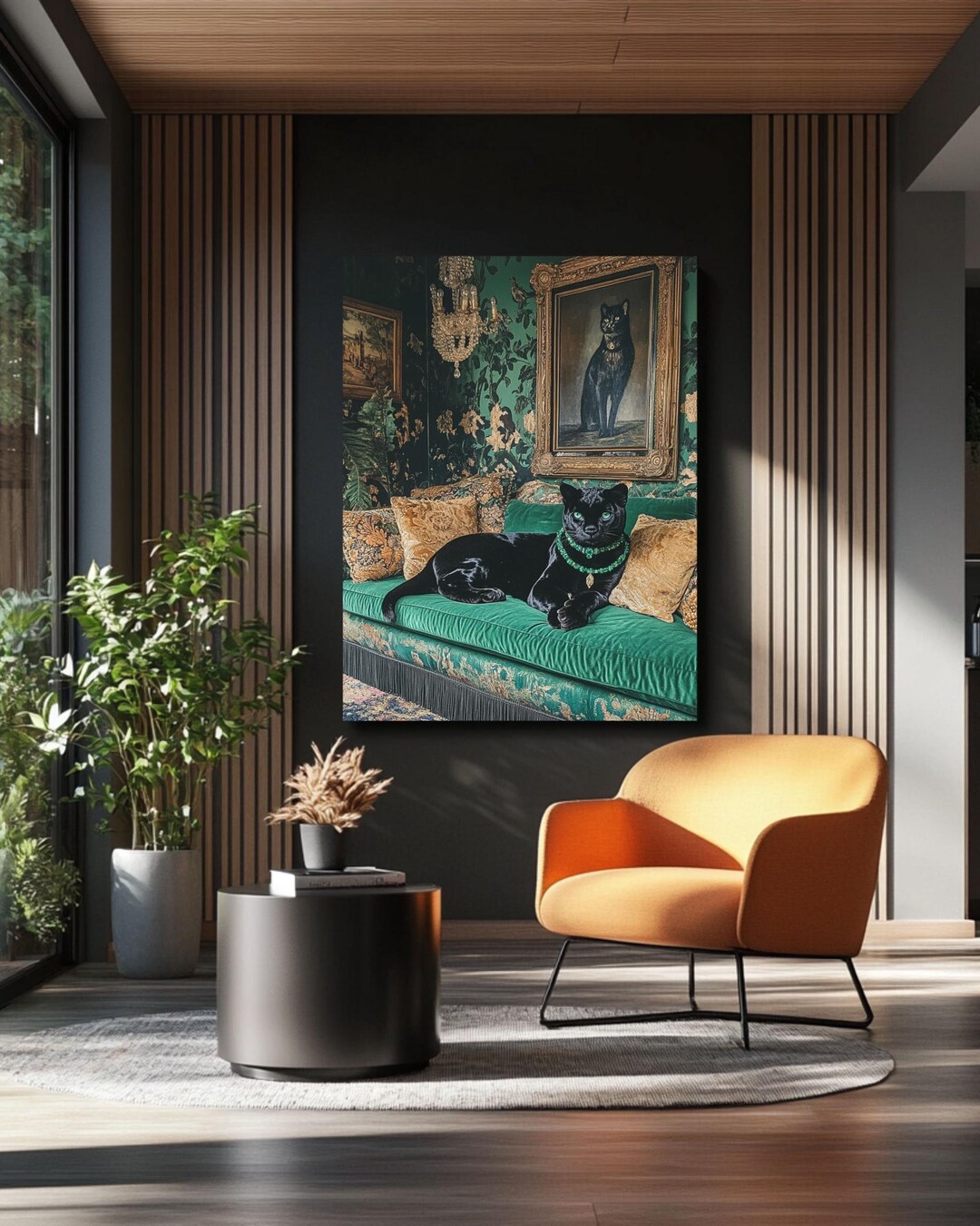 Black Panther Maximalist Art Canvas, Boho Maximalist Art, Animal Wall ...