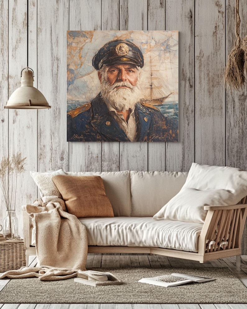 Vintage Sea Captain Portrait: Nautical Canvas Wall Art - Etsy