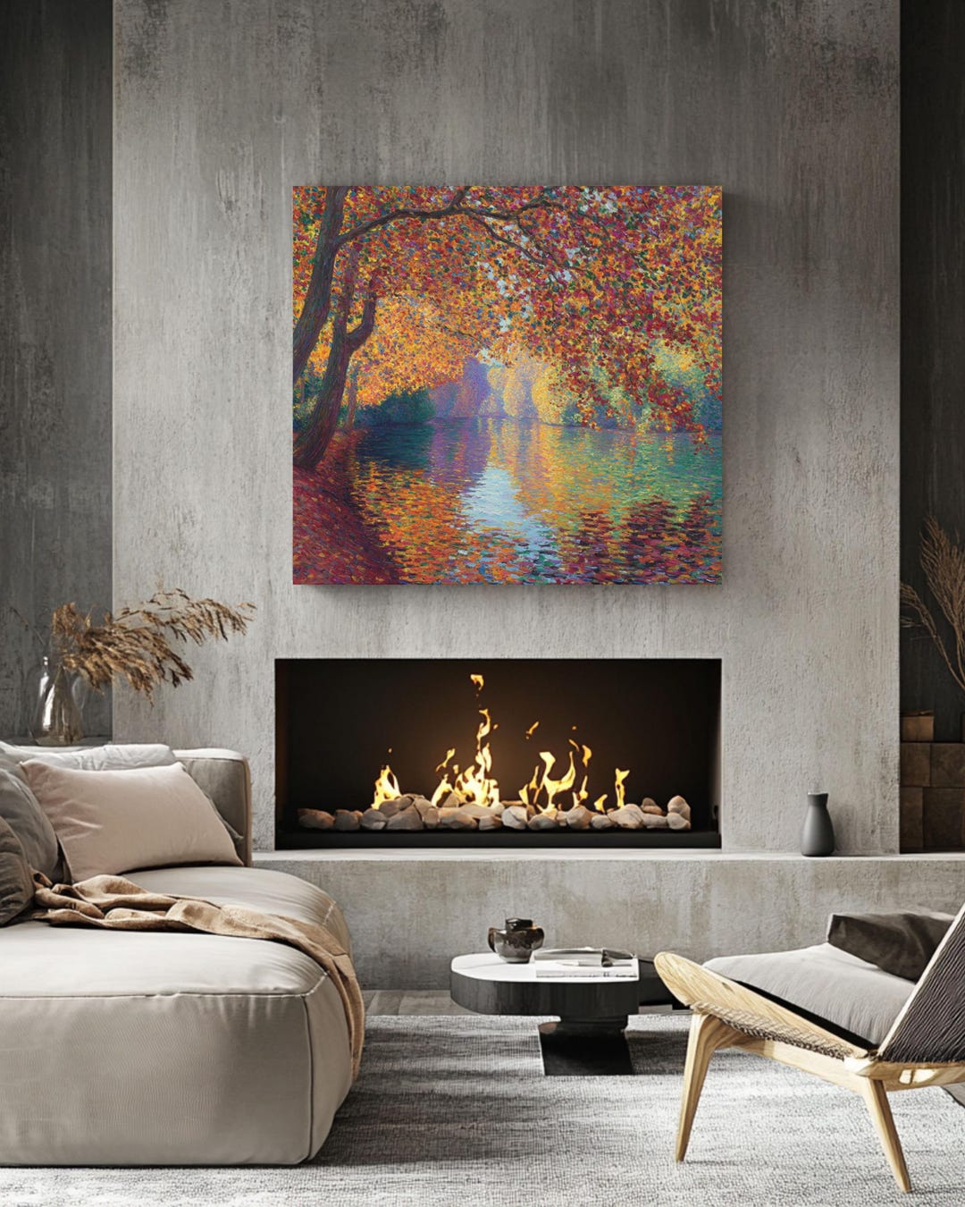 Monet Style Autumn Landscape Canvas Print: Impressionist Fall Decor - Etsy