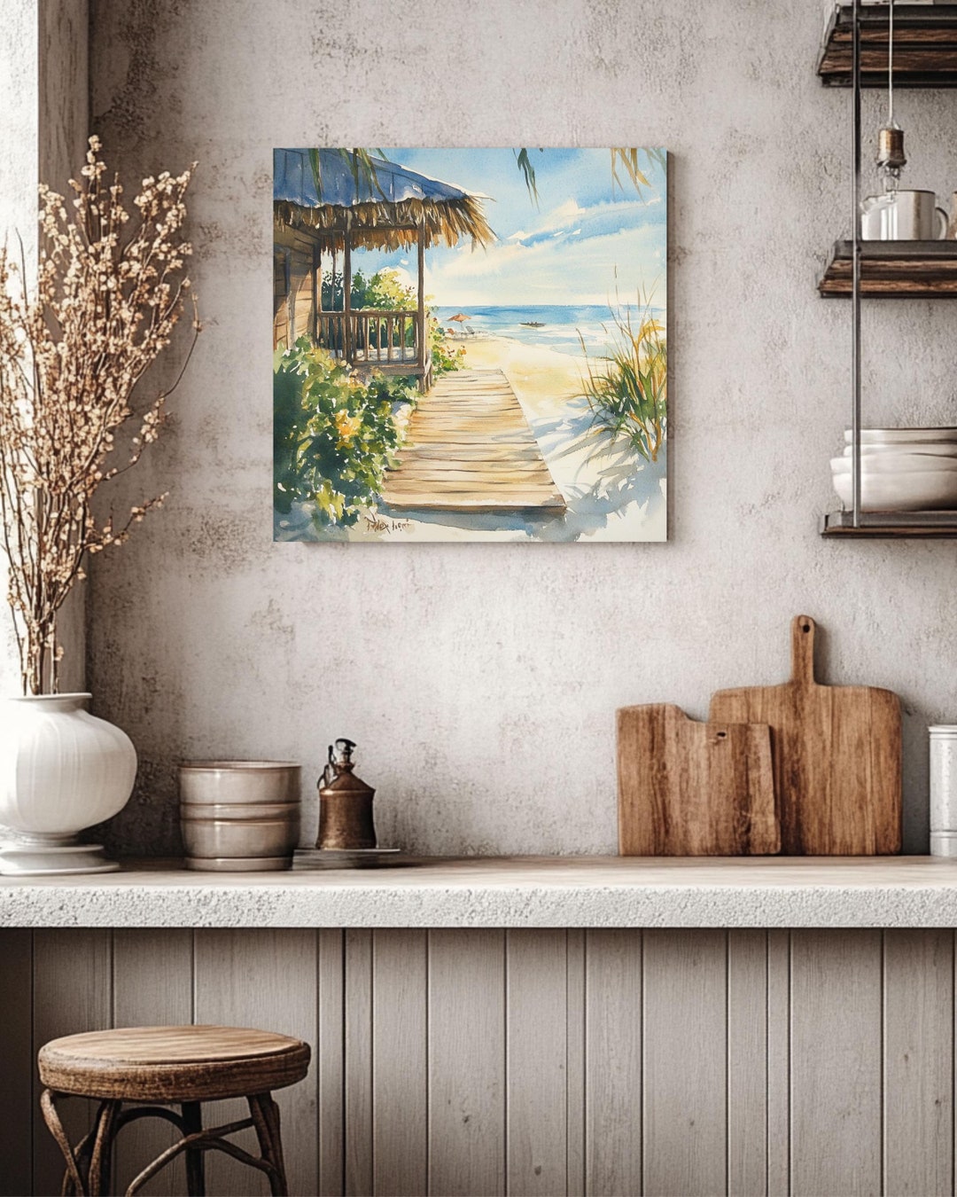 Seaside Beach Hut Wall Art Beach House Decor Coastal Porch Print ...