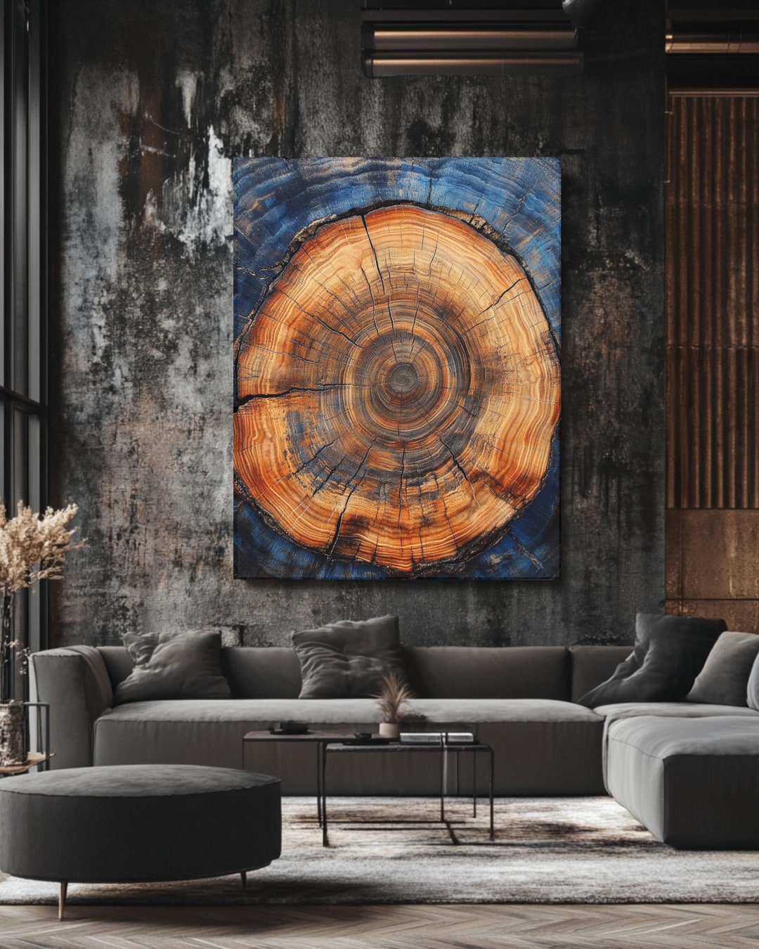 Tree Ring Framed Wall Art, Modern Farmhouse Living Room Canvas Print ...
