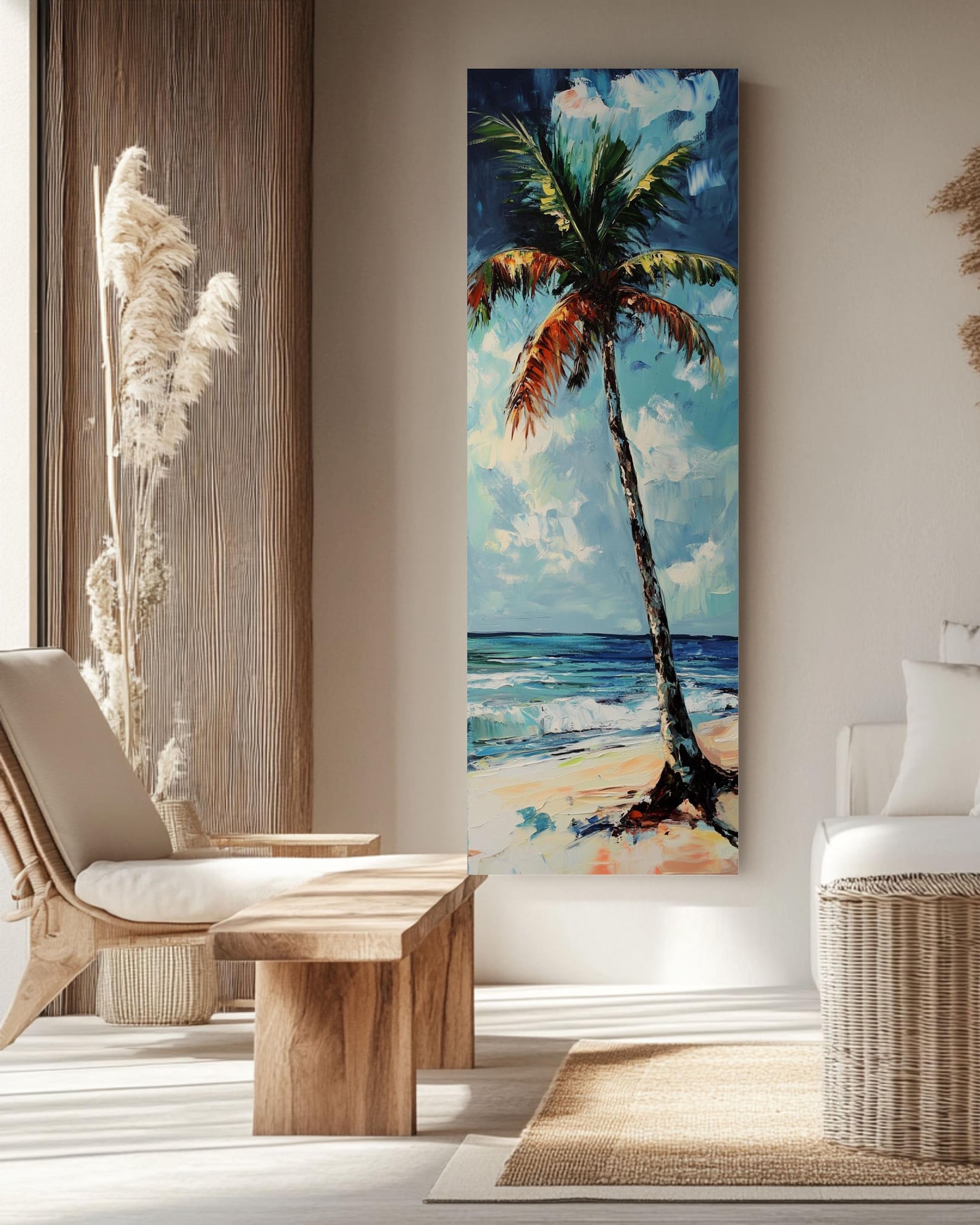 Rustic Palm Tree Canvas: Tall Coastal Beach House Wall Art - Etsy