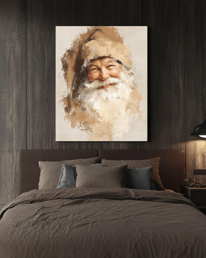 Vintage Santa Claus Canvas Art: Rustic Christmas Portrait - Etsy