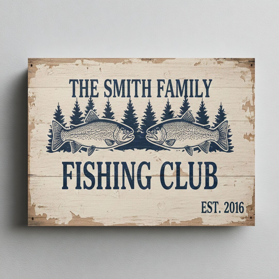Custom Fishing Club Sign, Personalized Lake House Decor, Fisherman Gift ...